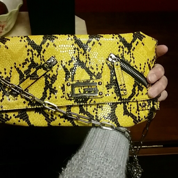Guess | Bags | Guess Yellow Snakeskin Purse | Poshmark